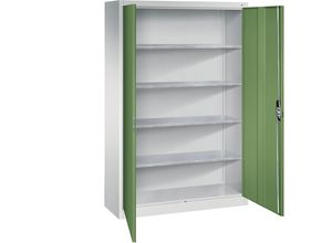 4069361437258 - Werkstatt-Flügeltürschrank HxBxT 1950 x 1200 x 400 mm lichtgrau   resedagrün C+P