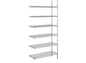 4061753092199 - Stahldraht-Gitterregal verchromt Fachlast 250 kg BxT 910 x 460 mm Anbauregal Höhe 2180 mm 6 Fachböden kaiserkraft