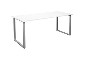4061753263247 - Mehrzwecktisch DUO-O gerade Platte Tiefe 800 mm Breite 1800 mm weiß   silber kaiserkraft