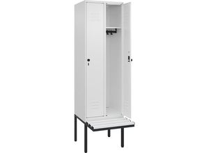 4066681785939 - Spind Classic PLUS Sitzbank 2 Abteile verkehrsweiß B 600 mm Sicherheits-Drehriegel auskragend Kunststoff C+P