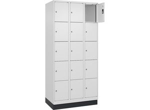 4068192025948 - 5er-Schließfachschrank Evolo PLUS 3 Abteile weiß B 900 mm 15 Fächer mit Bodensockel Zylinderschloss kaiserkraft