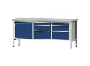 4014641005443 - Werkbank Gestellbauweise Serie V 1 Tür 540 mm 6 Schubladen Höhe 890 mm Stahlblechbelag ANKE