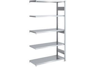 4250623789400 - Schwerlast-Steckregal verzinkt beidseitig Regalhöhe 2000 mm 5 Böden Anbauregal BxT 1000 x 500 mm hofe
