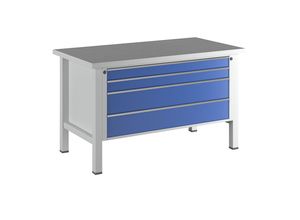 4014641018085 - Werkbank 1500 mm breit Gestellbauweise 4 Schubladen à 2 x 90 2 x 180 mm Universalplatte Höhe 890 mm ANKE