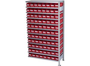 4250621500762 - Steckregal mit Regalkästen Regalhöhe 1790 mm Anbauregal Tiefe 400 mm 88 Kästen rot STEMO