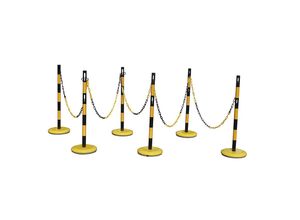 3321360020277 - Absperrpfostenset mit Kette 6 Pfosten 15 m Kette gelb   schwarz VISO
