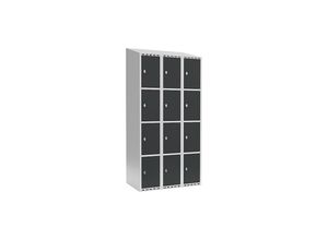 7042423040280 - 4er-Schließfachschrank Fydor 3 Abteile lichtgrau   grau B 900 mm 3 Abteile schräge Dachform Vorhängeschloss kaiserkraft