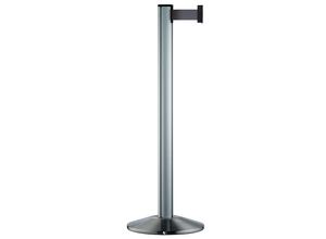 4045806008566 - Gurtpfosten aus Aluminium Pfosten Chrom gebürstet Auszug 2300 mm Gurtfarbe Silbergrau kaiserkraft