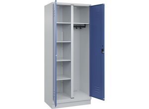 4067521054994 - Putzmittelspind Classic PLUS 1 Abteil Trennwand mittig lichtgrau   fernblau B 800 mm mit Bodensockel Drehriegel C+P