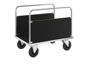 7350050352165 - Kongamek - Plattformwagen verzinkt 1000x700x900mm mit Ladefläche und 2 stirnseitigen Wänden aus mdf mit Gummibereifung ohne Bremse
