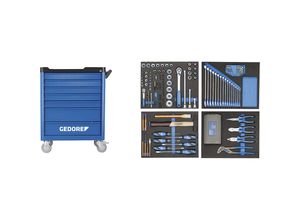 4010886948453 - GEDORE Werkzeugwagen workster smartline befüllt 7 Schubladen mit 147-teiligen Werkzeugsortiment HxBxT 1045 x 870 x 505 mm