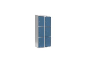 7042424831023 - 3er-Schließfachschrank Fydor 2 Abteile lichtgrau   brillantblau B 800 mm 2 Abteile schräge Dachform Vorhängeschloss kaiserkraft