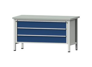 4014641017958 - Werkbank 1500 mm breit Gestellbauweise 3 Schubladen à 180 mm Stahlblechbelagplatte Höhe 840 mm ANKE