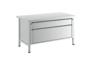 4014641405809 - Werkbank mit XL XXL-Schubladen Gestellbauweise Breite 1500 mm 2 Schubladen Universalplatte Front lichtgrau ANKE