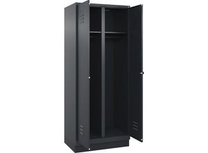 4066681658318 - Schwarz-Weiß-Spind Classic PLUS 1 Abteil grau HxB 1950 x 800 mm mit Bodensockel Drehriegel C+P