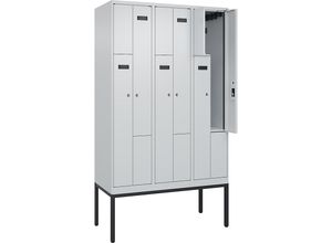 4068192978442 - Z-Spind Evolo PLUS 3 Abteile lichtgrau B 1200 mm 6 Fächer mit schmalen Füßen Zylinderschloss kaiserkraft
