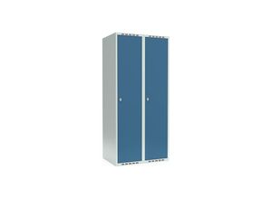 7042423182379 - Spind Fydor 2 Abteile lichtgrau   brillantblau B 800 mm 2 Abteile flache Dachform Vorhängeschloss kaiserkraft