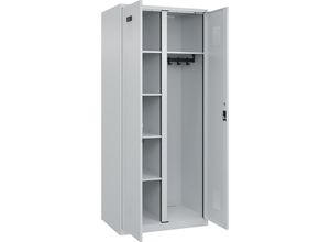 4067521997628 - Putzmittelspind Evolo PLUS 1 Abteil Trennwand mittig lichtgrau B 800 mm mit Bodengleitern Zylinderschloss kaiserkraft