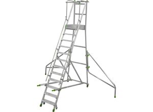 8028406108337 - Mobile Alu-Podesttreppe klappbar mit gerieften Aluminiumstufen 12 Stufen inkl Plattform kaiserkraft