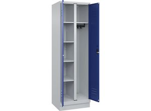 4067521054826 - Putzmittelspind Classic PLUS 1 Abteil Trennwand mittig lichtgrau   enzianblau B 600 mm mit Bodensockel Zylinderschloss C+P