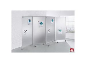 4260222866693 - Mobile Faltstellwand schwer entflammbar Alurahmen Tafelfläche magnetisch HxBxT 1900 x 3700 x 450 mm silber kaiserkraft