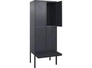 4066681798977 - Doppelstock-Spind Classic PLUS Sitzbank 2 Abteile grau B 800 mm Zylinderschloss auskragend Kunststoff C+P