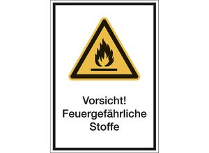 4061466040906 - Kombischilder mit Text für Warnkennzeichen Vorsicht! Feuergefährliche Stoffe VE 10 Stk Folie LxH 210 x 297 mm kaiserkraft