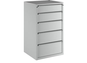 4014641114855 - Schubladenschrank BxT 760 x 675 mm Schubladentraglast 100 kg 5 Schubladen Höhe 1280 mm Front lichtgrau ANKE