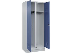 4066681658394 - Schwarz-Weiß-Spind Classic PLUS 1 Abteil lichtgrau   fernblau HxB 1950 x 800 mm mit Bodensockel Zylinderschloss C+P