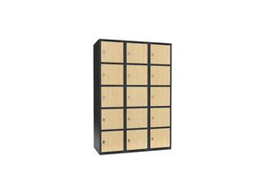 7042424830750 - 5er-Schließfachschrank Fydor 3 Abteile grau   Birke B 1200 mm 3 Abteile flache Dachform Vorhängeschloss kaiserkraft