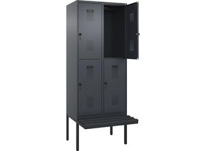 4068192368731 - Doppelstock-Spind Evolo PLUS Sitzbank 2 Abteile grau B 800 mm Sicherheits-Drehriegel mit auskragender Sitzbank Kunststoff kaiserkraft