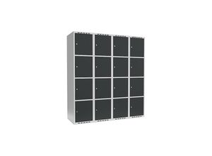 7042423060295 - 4er-Schließfachschrank Fydor 4 Abteile lichtgrau   grau B 1200 mm 4 Abteile flache Dachform Zylinderschloss kaiserkraft
