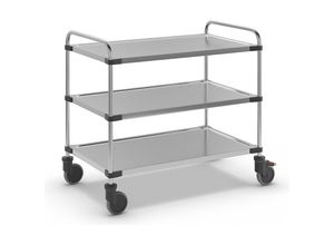 4007537083793 - Servierwagen aus Edelstahl mit 3 Etagen LxBxH 1070 x 670 x 950 mm montiert kaiserkraft