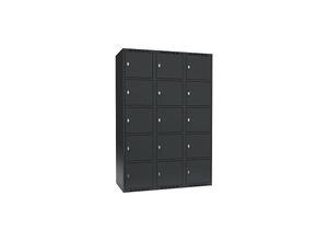 7042424833164 - 5er-Schließfachschrank Fydor 3 Abteile grau B 1200 mm 3 Abteile flache Dachform Vorhängeschloss kaiserkraft