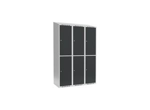 7042423037358 - Doppelstock-Spind Fydor 3 Abteile lichtgrau   grau B 1200 mm 3 Abteile schräge Dachform Zylinderschloss kaiserkraft