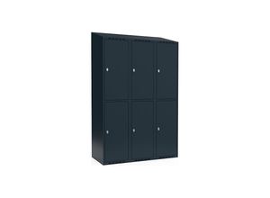 7042424834147 - Doppelstock-Spind Fydor 3 Abteile grau B 1200 mm 3 Abteile schräge Dachform Vorhängeschloss kaiserkraft