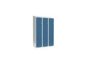7042423115902 - Z-Spind Fydor 3 Abteile lichtgrau   brillantblau B 1200 mm 3 Abteile schräge Dachform Vorhängeschloss kaiserkraft