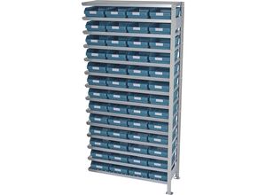 4250621501233 - Steckregal mit Regalkästen Regalhöhe 2100 mm Anbauregal Tiefe 500 mm 52 Kästen grün STEMO