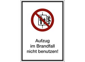 4061466043433 - Kombizusatzschild mit Text für Verbotszeichen Aufzug im Brandfall nicht benutzen VE 10 Stk Folie LxHxT 210 x 297 x 01 mm kaiserkraft