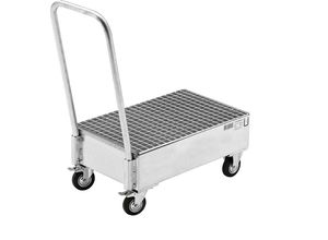 4061753035790 - eurokraft basic Fahrbare Auffangwanne aus Stahlblech LxB 800 x 500 mm 2 x 60-l-Fass stehend feuerverzinkt