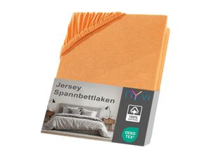 4255636631241 - NYVI Jersey Spannbettlaken DreamScience für Matratzen bis 22 cm Höhe - Weich & Anschmiegsam Rundumgummizug Bügelfrei Farbeorange Größe180x200 - 200x200 cm