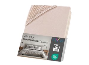 4255636631326 - NYVI Jersey Spannbettlaken DreamScience für Matratzen bis 22 cm Höhe - Weich & Anschmiegsam Rundumgummizug Bügelfrei Farbebeige Größe180x200 - 200x200 cm
