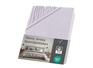 4255636632699 - NYVI Spannbettlaken DreamScience Heavy Jersey - Spannbetttuch Formstabil 160g m² Rundum-Gummizug Bügelfrei Farbesilber Größe140x200 - 160x200 cm