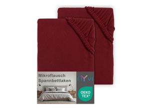 4255636639582 - NYVI Spannbettlaken DreamScience Mikroflausch - Kuschelweiches & Wärmendes Bettlaken Spannbetttuch Farbebordeaux Größe90x200 - 100x200 cm (2er Pack)