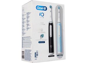 8006540731659 - iO Series 3 Elektrische Zahnbürste Electric Toothbrush Doppelpack 2 Aufsteckbürsten 3 Putzmodi für Zahnpflege Magnet-Technologie Reiseetui TESTSIEGER Stiftung Warentest (12 2024) Matt Black Ice Blue