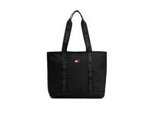 8721185111726 - Tragetasche TOMMY JEANS TJW DAILY TOTE Damen Gr B H T 47cm x 32cm x 18cm schwarz Textil Taschen Damen Umhängetasche Schultertasche mit logobedrucktem Trageriemen