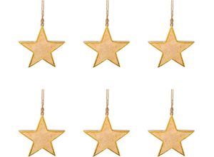 4064118112150 - Dekostern CREATIV DECO Dekosterne Gr B H T 1500 cm x 1500 cm x 200 cm goldfarben Weihnachtssterne aus Holz Hängedekoration 6er Set Ø ca 15 cm