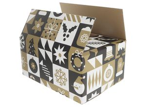 4251924790157 - Geschenkbox Christmas Pattern gold Innenmaße 390 x 290 x 177 mm ab 100 Stk kaiserkraft