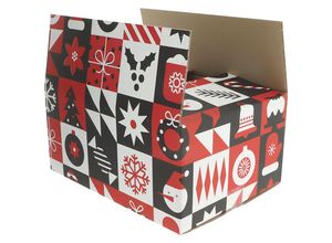 4251924790164 - Geschenkbox Christmas Pattern rot Innenmaße 390 x 290 x 177 mm ab 100 Stk kaiserkraft
