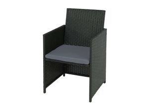 4057651506128 - Poly-Rattan Gartenstuhl MCW-K35 Korbsessel Balkonstuhl ~ schwarz Kissen hellgrau